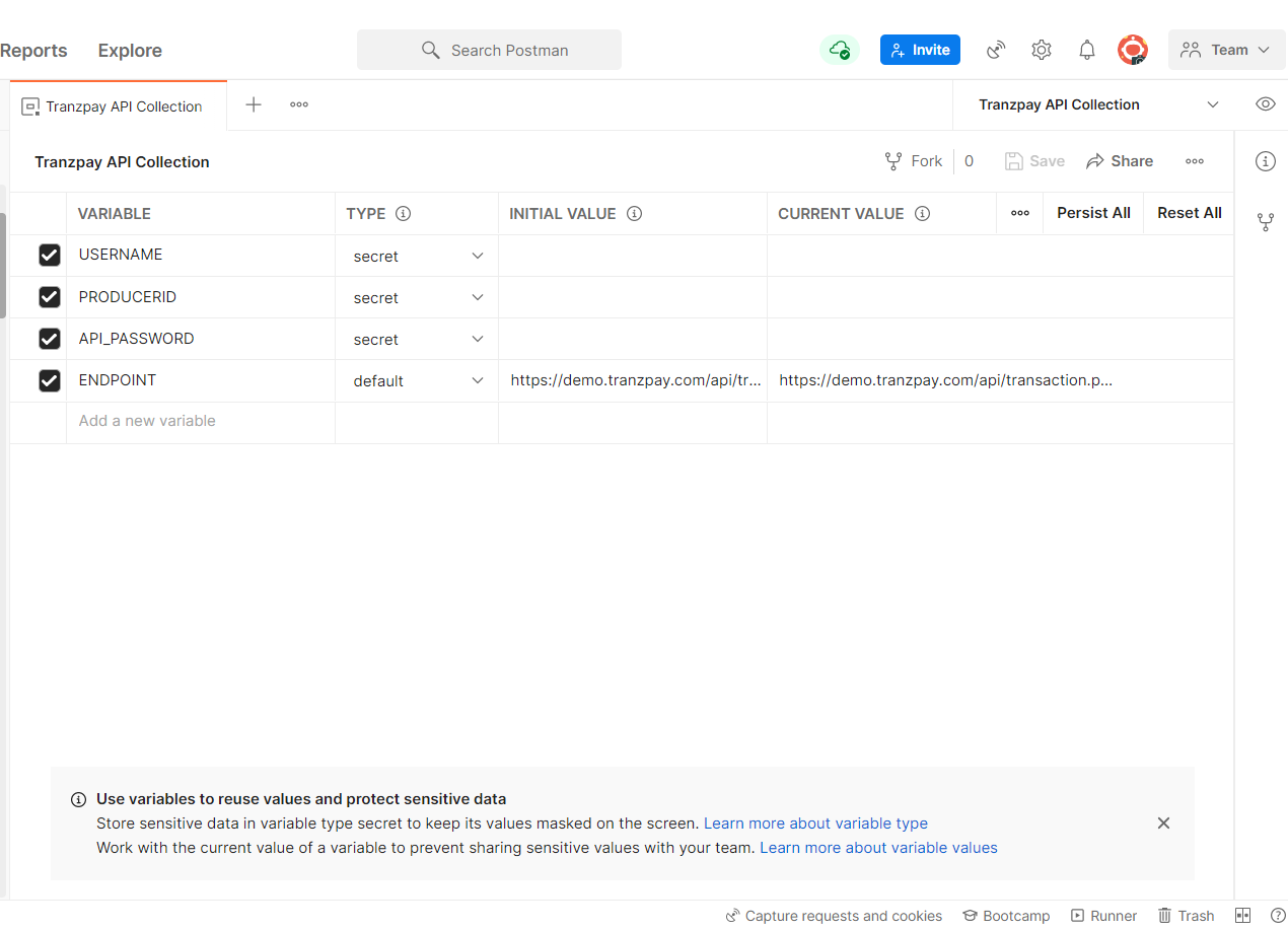 Postman collection variables vs environment - tatahz